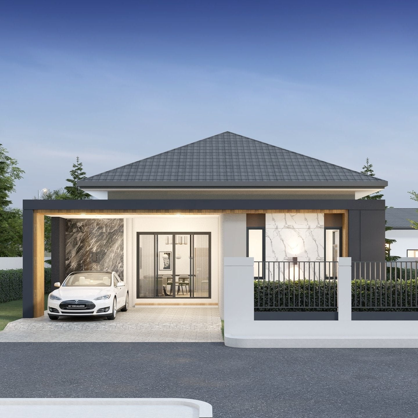 [กำลังสร้าง] บ้านเดี่ยวชั้นเดียว 2 นอน 2 น้ำ สไตล์โมเดิร์นทรอปิคอล @ท่ – proviewliving